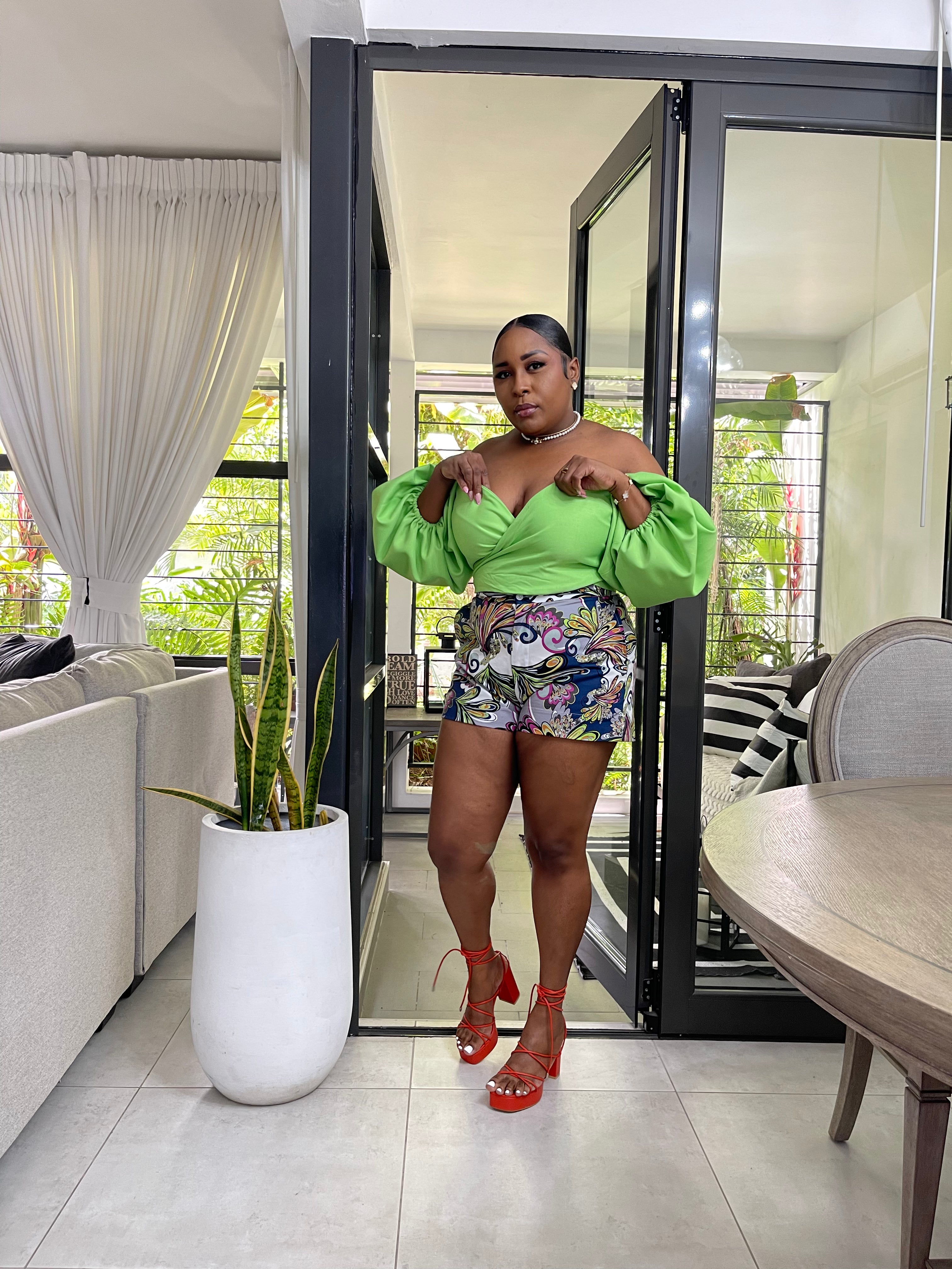 Apple Green Atlantis Wrap Top – By The Cabana