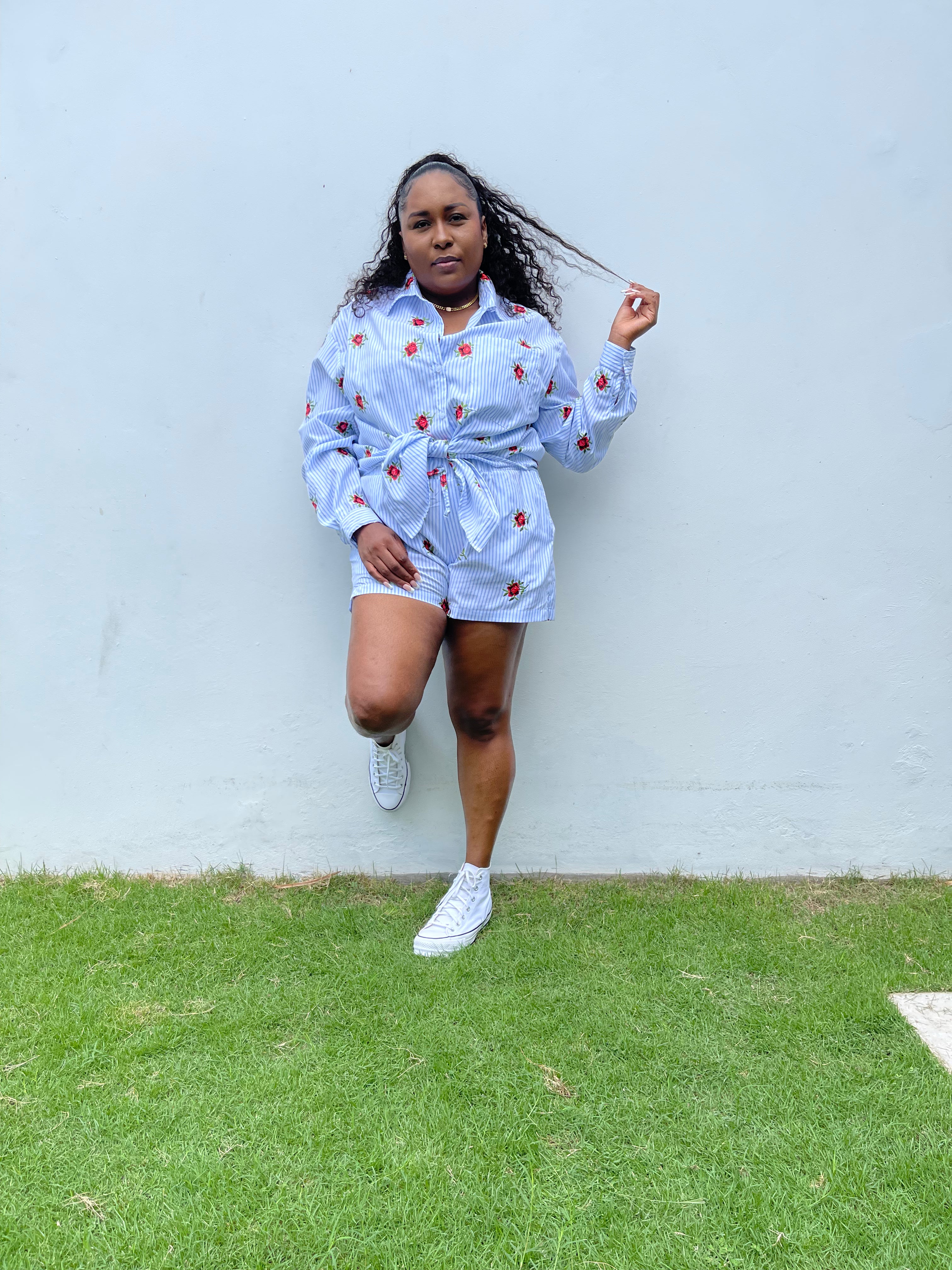 Baby Blue Pin Striped “Nassau” Short Set – By The Cabana